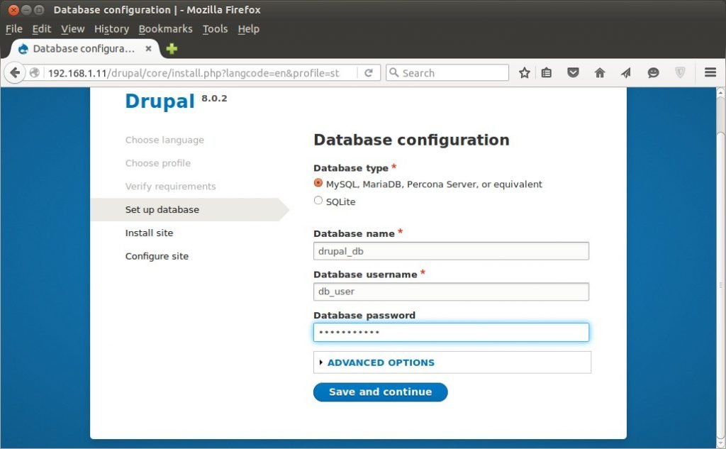 Database Configuration Drupal Installation Linuxtechi