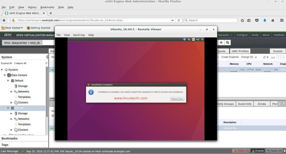Virtual Machine Installation Completed Ovirt Engine